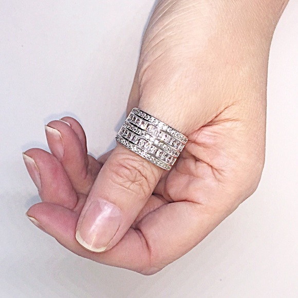 Jewelry | 925 Silver And White Sapphire Layer Cake Ring | Poshmark